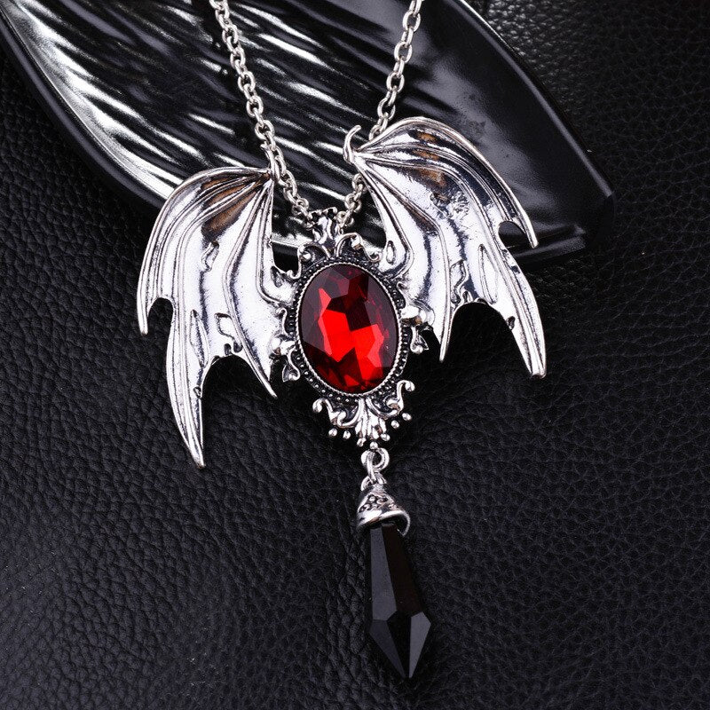 Crystal Gothic Vampire Bat Pendant Necklace – Superhero Gear