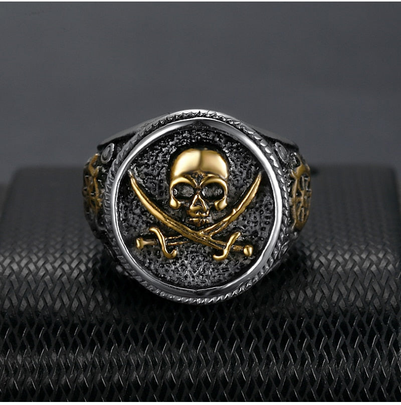 Vintage Pirate Signet Cutlass Skull Ring – Superhero Gear
